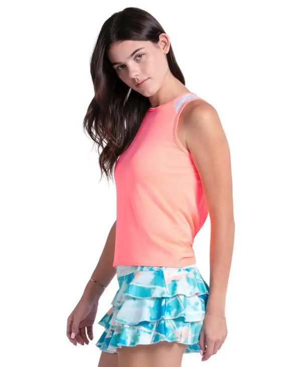 Lucky In Love Twist Back Rib Tank - Orange