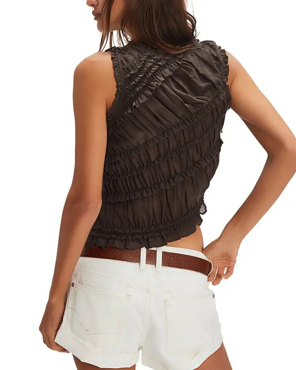 Free People Smocked Top - Chocolate