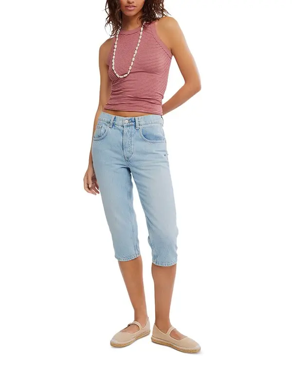 Free People So Soft Striped Ribbed Tank - Rose Combo