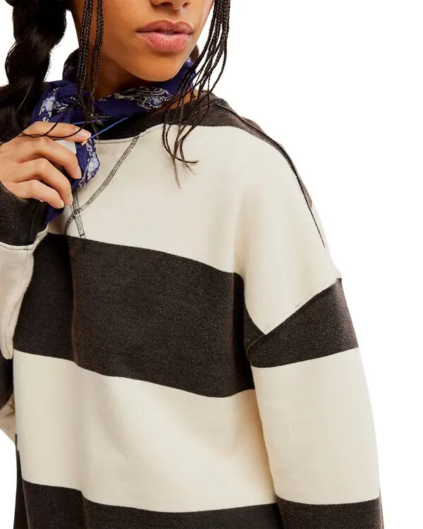 Free People Classic Stripe Crewneck Top - Black Combo