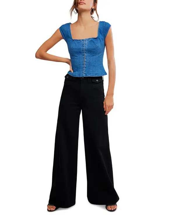 Free People Marilyn Denim Corset Top - Skylight