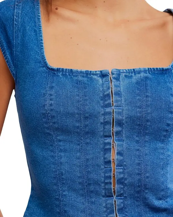 Free People Marilyn Denim Corset Top - Skylight