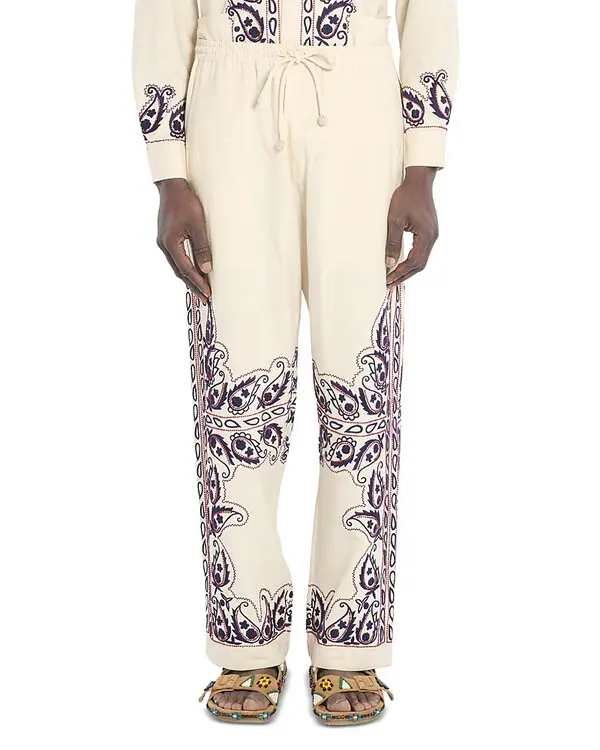 BAZISZT Paisley Print Pants - Beige