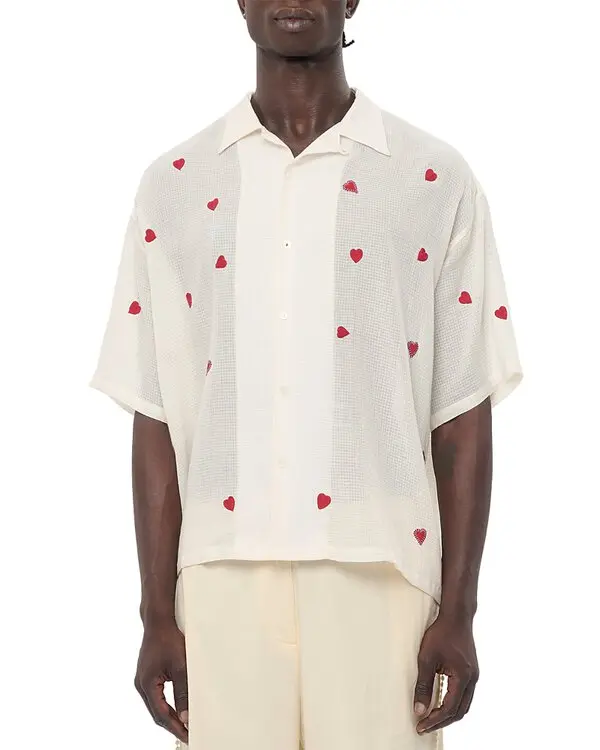BAZISZT Saturday Heart Graphic Shirt - Ecru