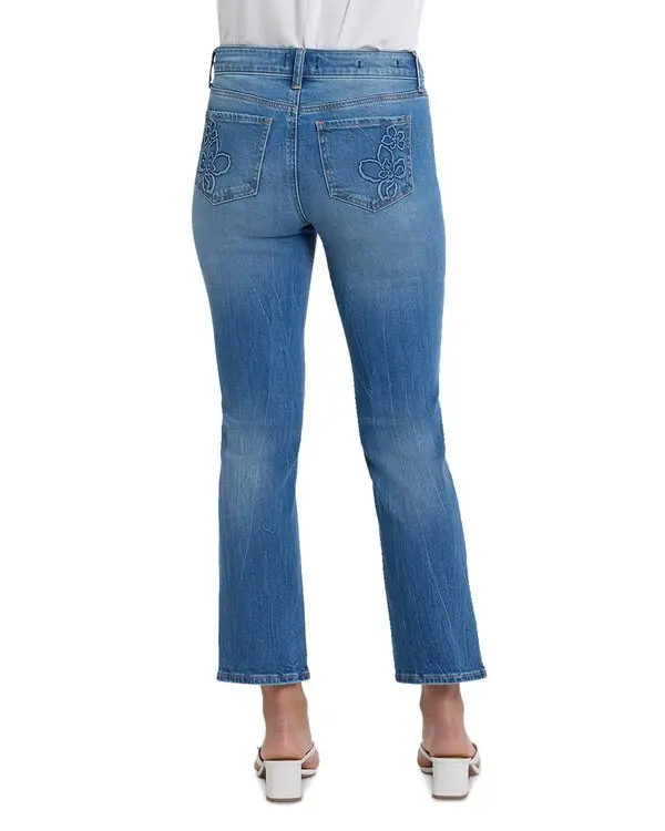 NYDJ Marilyn Floral Pocket High Rise Straight Ankle Jeans - Pacifica
