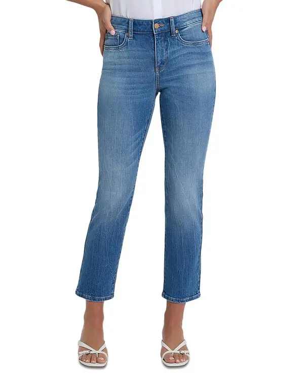 NYDJ Marilyn Floral Pocket High Rise Straight Ankle Jeans - Pacifica