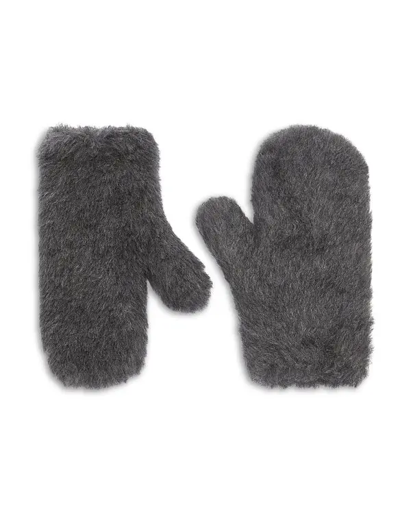 Max Mara Ombrato Alpaca Blend Teddy Mittens - Medium Grey