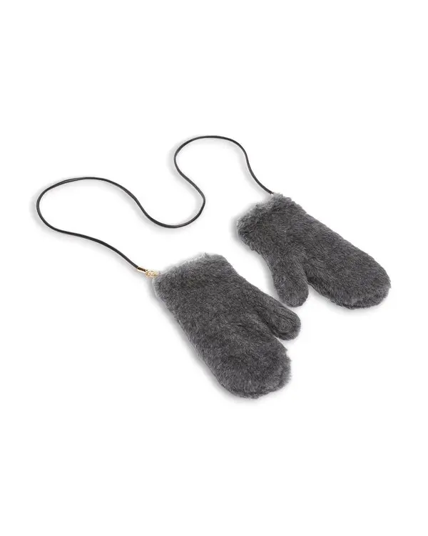 Max Mara Ombrato Alpaca Blend Teddy Mittens - Medium Grey