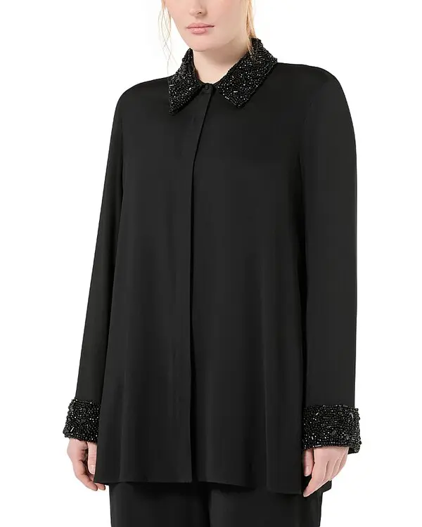 Marina Rinaldi Mrezagara Embellished Blouse - Black