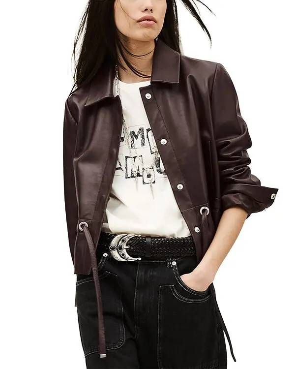 Ba&sh Manita" Leather Jacket - Plum