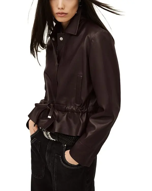 Ba&sh Manita" Leather Jacket - Plum
