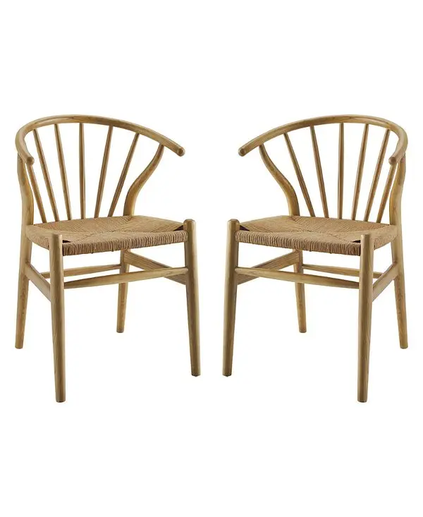 MODWAY Flourish Spindle Wood Dining Side Chair, Set Of 2 - Natural