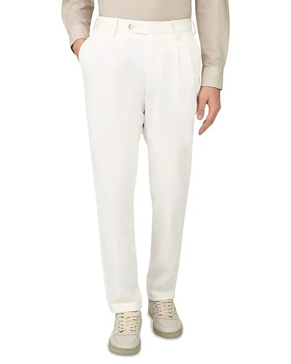 Boggi Milano Regular Fit Stretch Panama Trousers - White