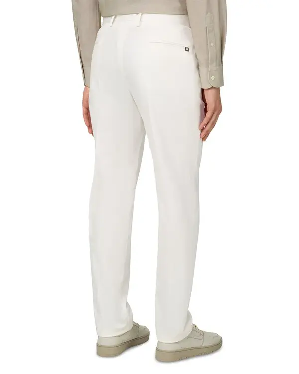 Boggi Milano Regular Fit Stretch Panama Trousers - White