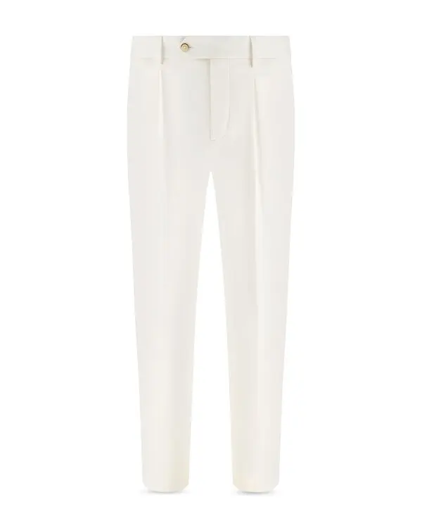 Boggi Milano Regular Fit Stretch Panama Trousers - White