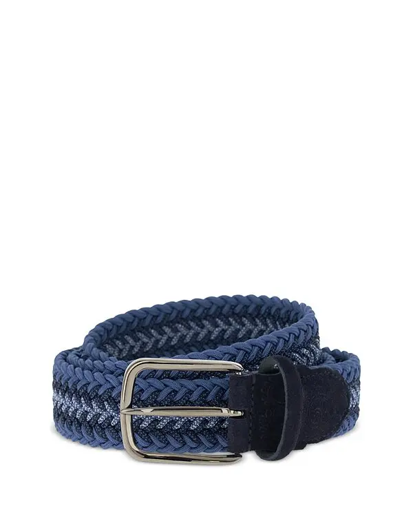 Boggi Milano Chevron Woven Belt - Navy Blue