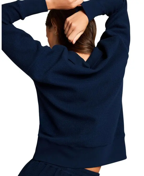 NEGATIVE Waffle Knit Pullover With Button Detailing - Navy