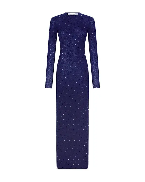 Rabanne Studded Long Sleeve Maxi Dress - Black