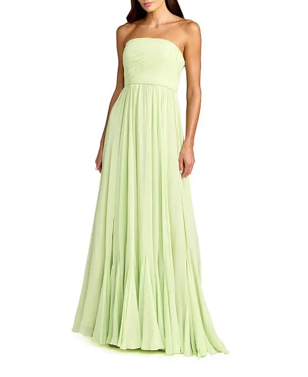 Mac Duggal Strapless Chiffon Gown With Braided Belt
