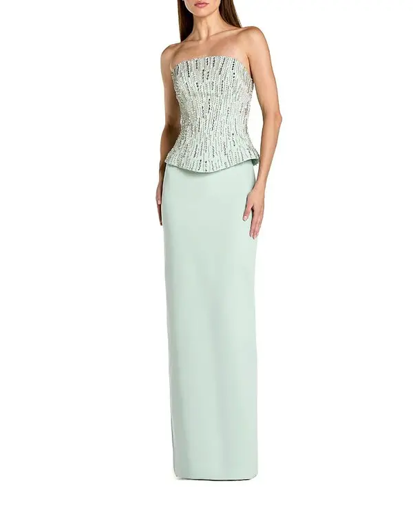 Mac Duggal Crepe Embellished Corset Strapless Column Gown
