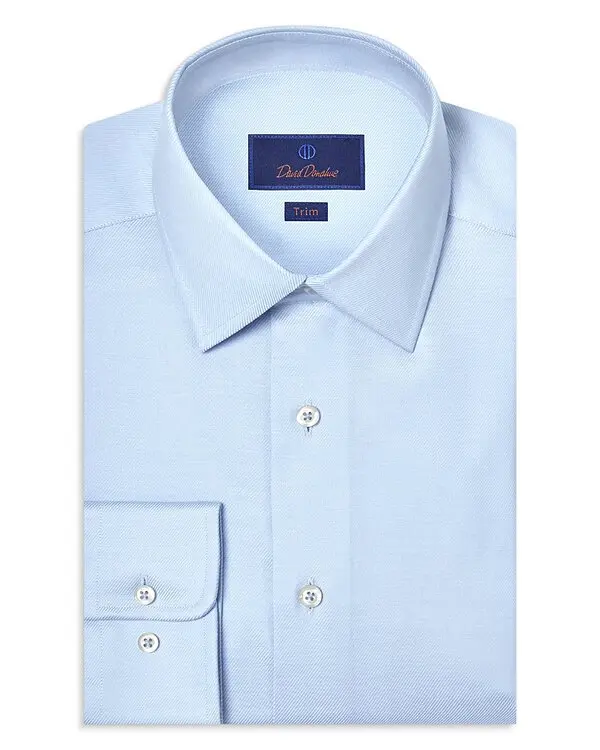 David Donahue Trim Fit Stretch Twill Solid Dress Shirt - Sky