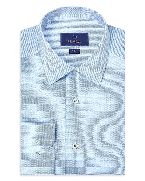 David Donahue Trim Fit Micro Dobby Dress Shirt - Blue