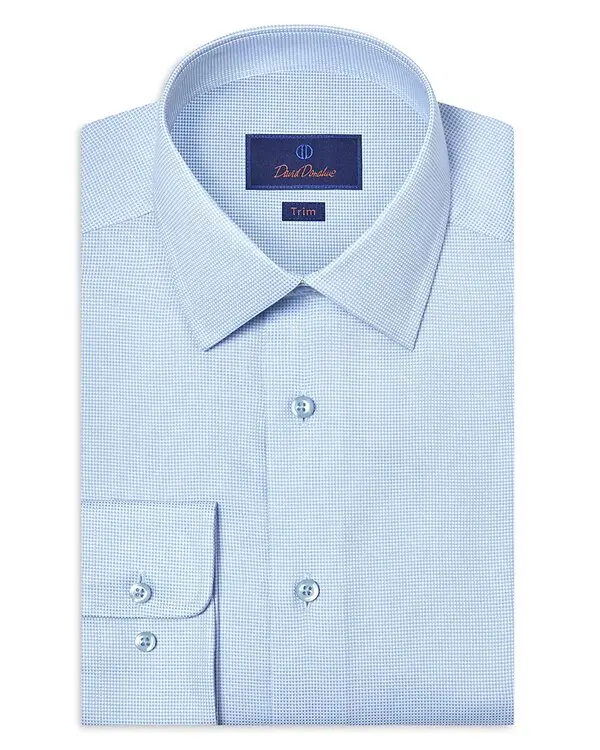 David Donahue Trim Fit Micro Dobby Solid Dress Shirt - Sky
