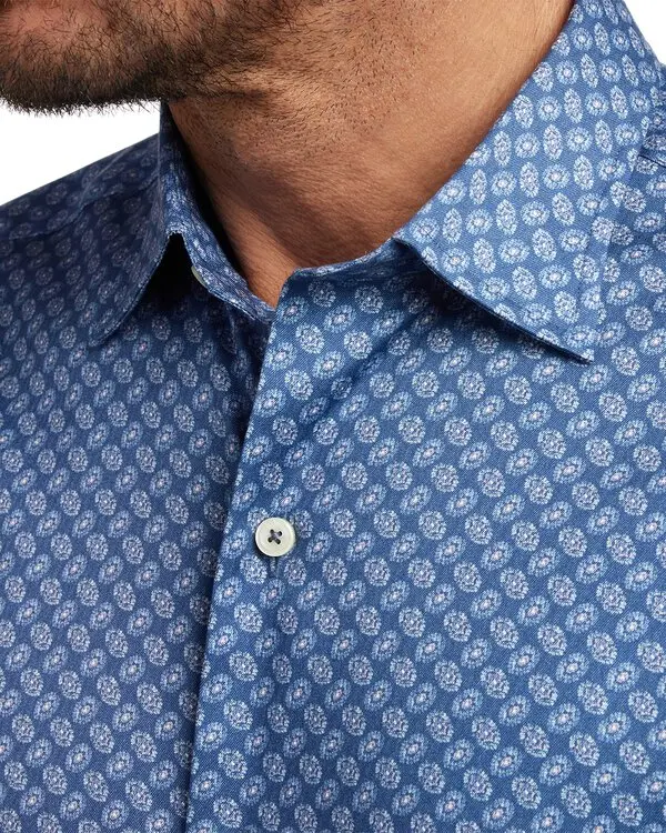 David Donahue Neat Print Short Sleeve Shirt