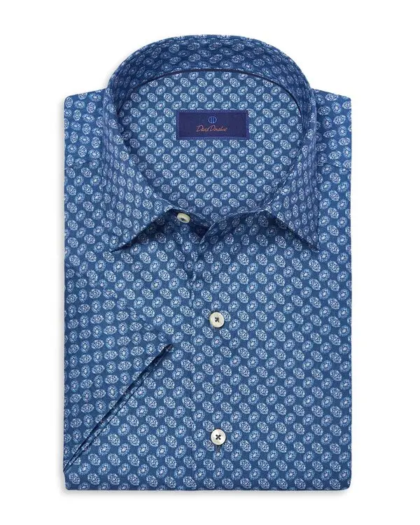 David Donahue Neat Print Short Sleeve Shirt