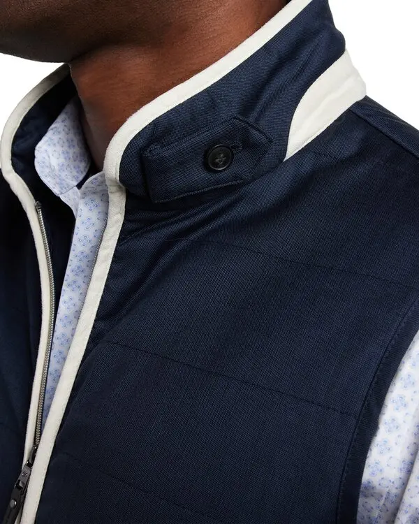 David Donahue Quilted Wool Vest - Navy