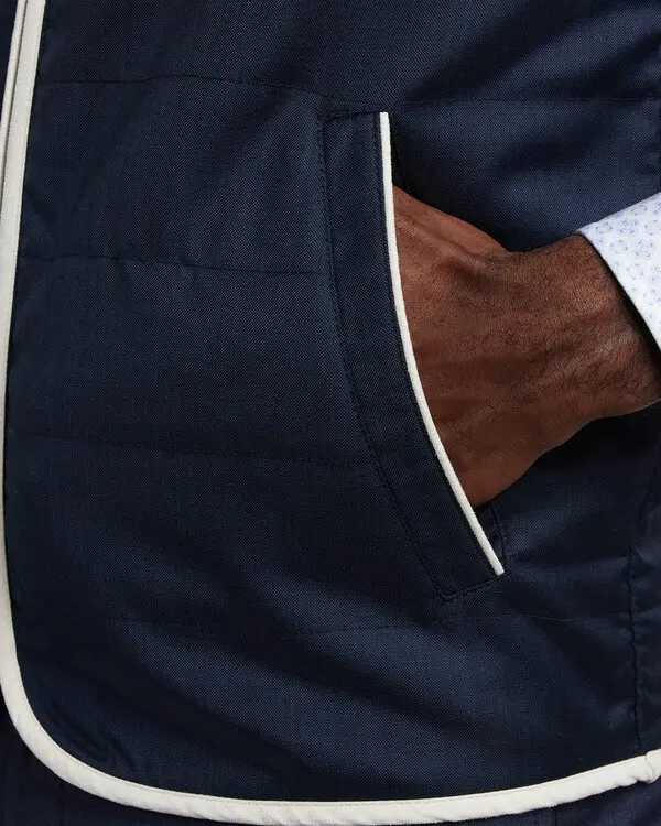 David Donahue Quilted Wool Vest - Navy