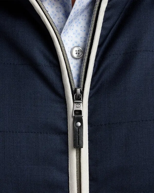 David Donahue Quilted Wool Vest - Navy