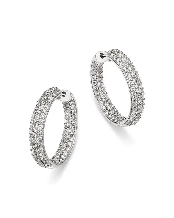 Bloomingdale'S 14k 3.0 Tcw Diamond Hoop Earrings - White Gold
