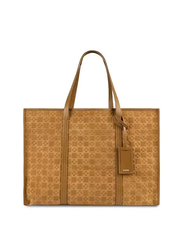 Sandro Split Leather Shopper - Camel