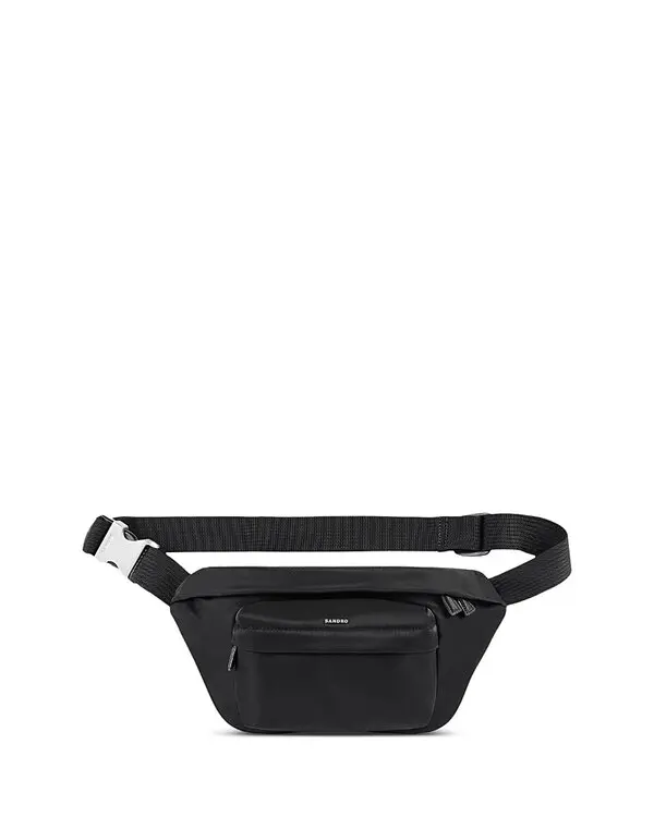Sandro Technical Fabric Shoulder Bag - Black
