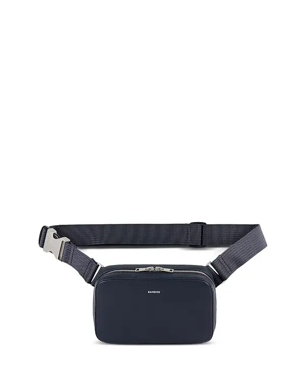 Sandro Small Grained Leather Belt Bag - Navy Blue