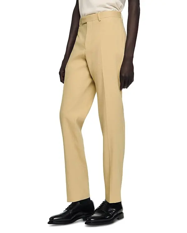 Sandro Classic Fit Linen Blend Trousers - Sand