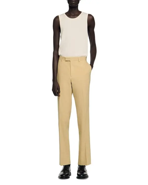 Sandro Classic Fit Linen Blend Trousers - Sand