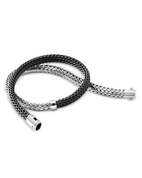 John Hardy Sterling Silver Icon Leather Braid Double Wrap Bracelet - Black