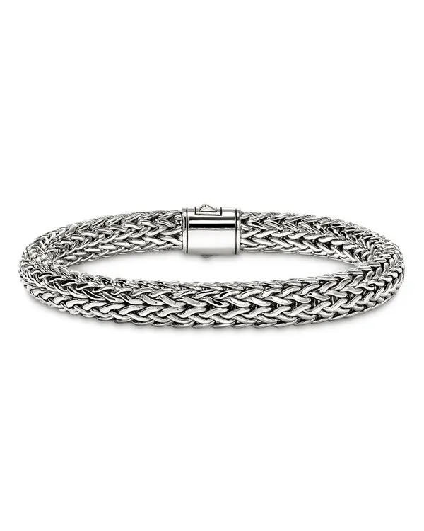 John Hardy 14k Yellow Gold & Sterling Woven Link Chain Bracelet - Silver