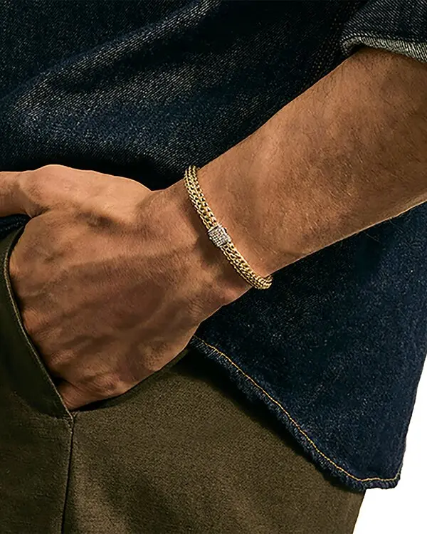 John Hardy 14k Bonded Gold & Sterling Icon Diamond Woven Link Bracelet