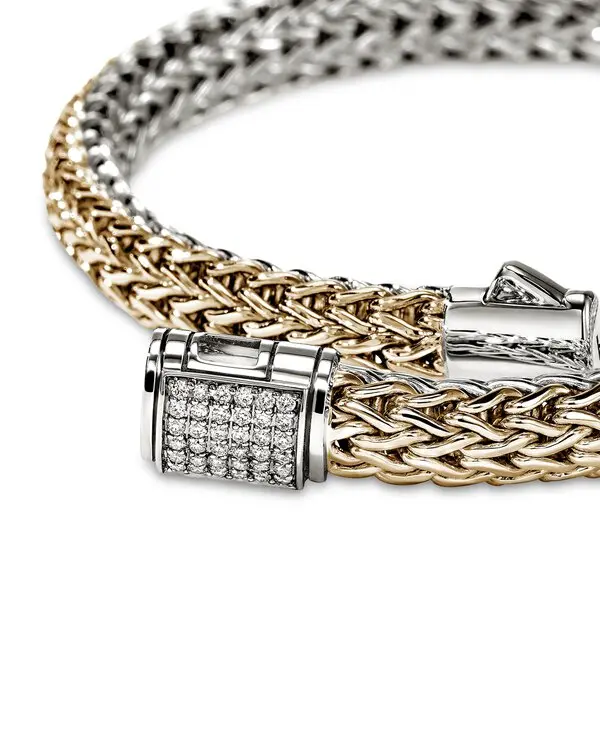 John Hardy 14k Bonded Gold & Sterling Icon Diamond Woven Link Bracelet