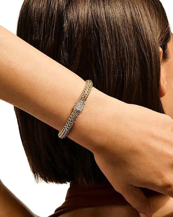 John Hardy 14k Bonded Gold & Sterling Icon Diamond Woven Link Bracelet