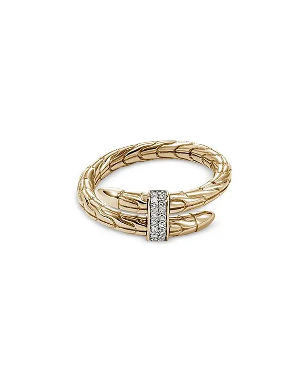John Hardy 14k Yellow Spear Diamond Bypass Ring - Gold