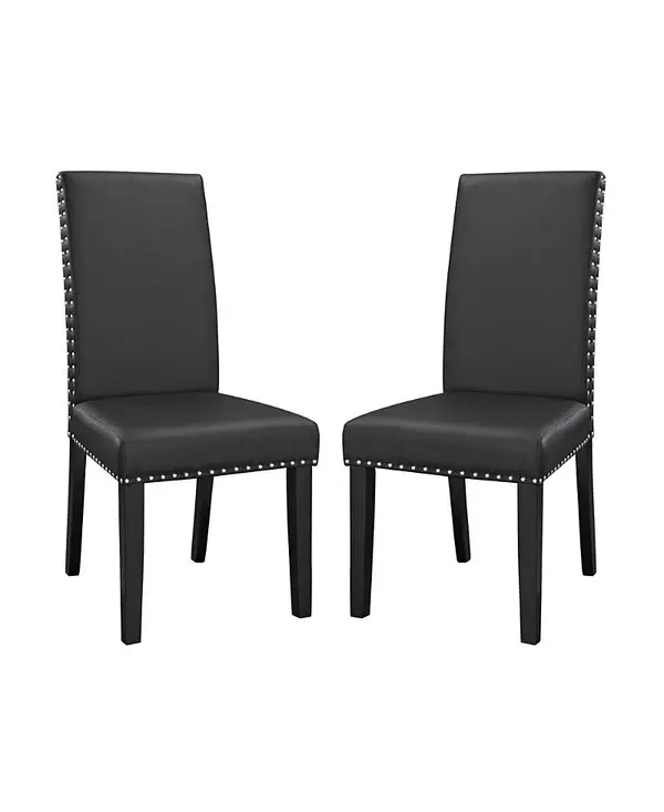 MODWAY Parcel Vinyl Dining Side Chair, Set Of 2 - Black