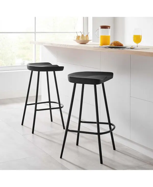 MODWAY Concord Backless Wood Counter Stools, Set Of 2
