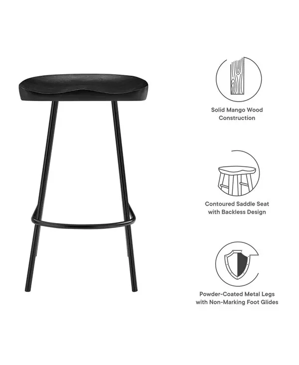 MODWAY Concord Backless Wood Counter Stools, Set Of 2