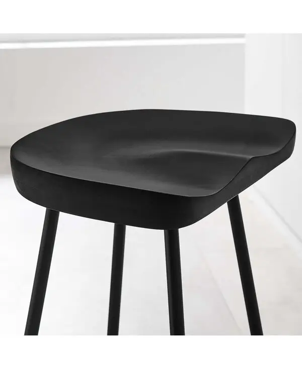 MODWAY Concord Backless Wood Counter Stools, Set Of 2