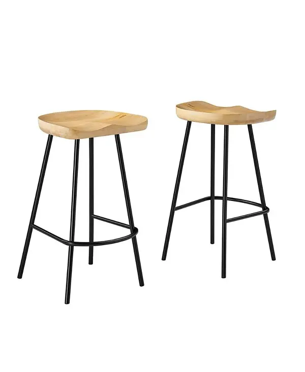 MODWAY Concord Backless Wood Counter Stools, Set Of 2 - Oak