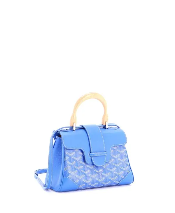 Goyard Mini Saigon Top Handle Bag Coated Canvas With Leather - Blue